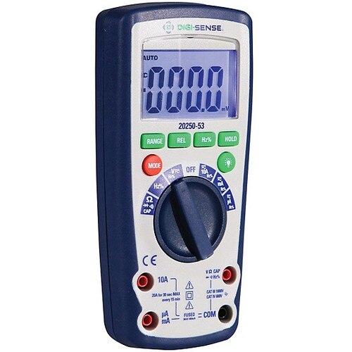 WD-20250-53, Digi-Sense Industrial Digital Multimeter, IP67, with NIST ...